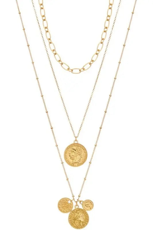 Multi Layered Coin Pendant Necklace