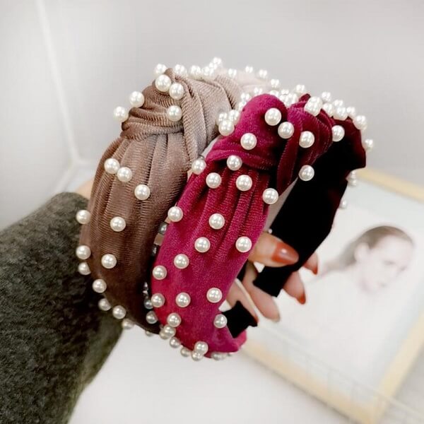 Velvet Pearl Top Knot Headband Hair Accessories Jolie Vaughan Boutique